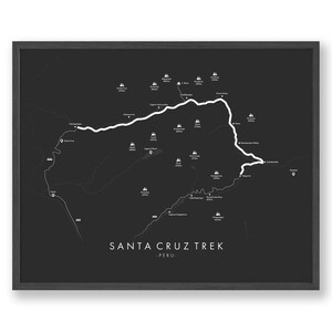 Santa Cruz Trek Map | Punta Union Trek Poster | Peru Hiking Poster ...