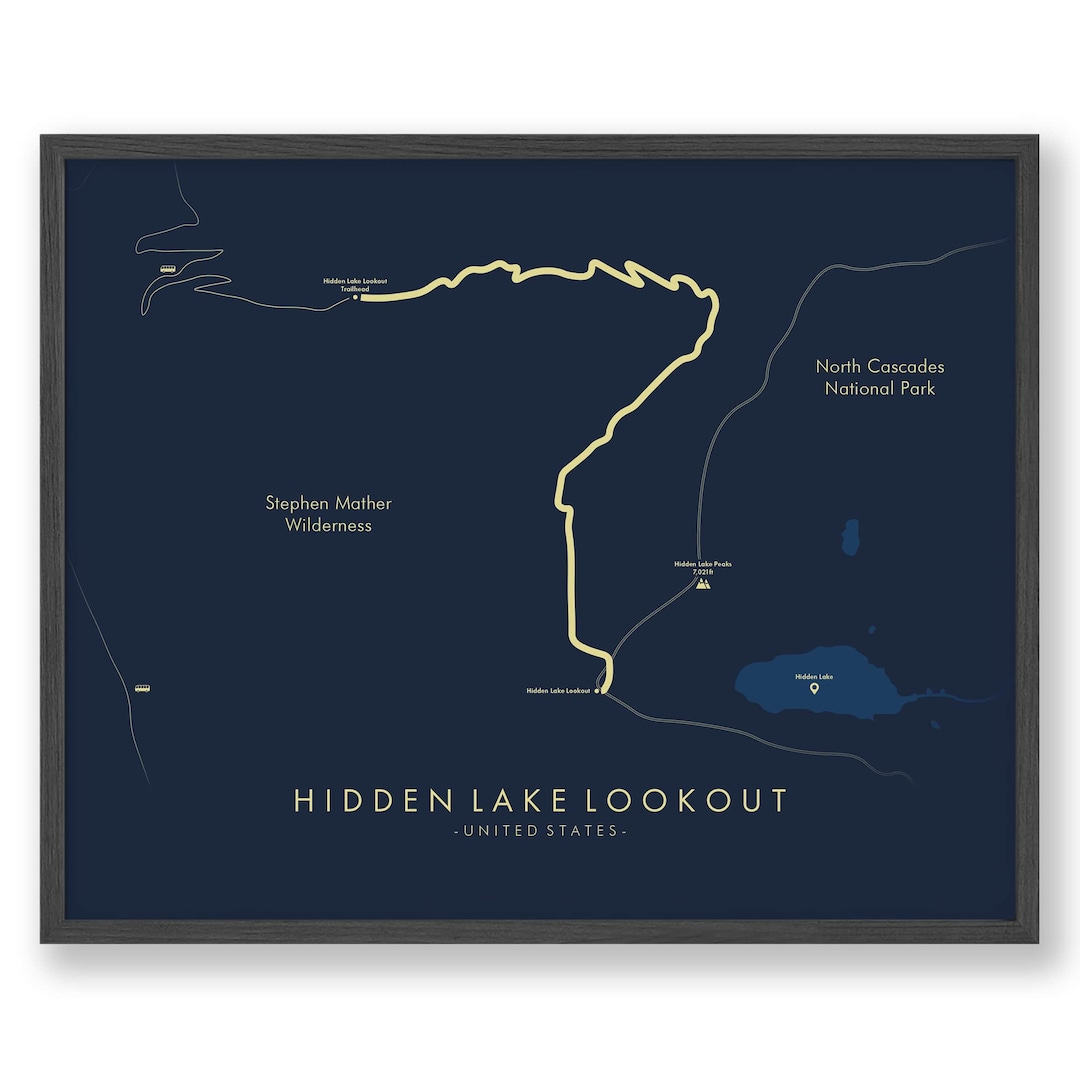 Hidden Lake Lookout Trail Map | Hidden Lake Lookout Trail Poster | Hike ...