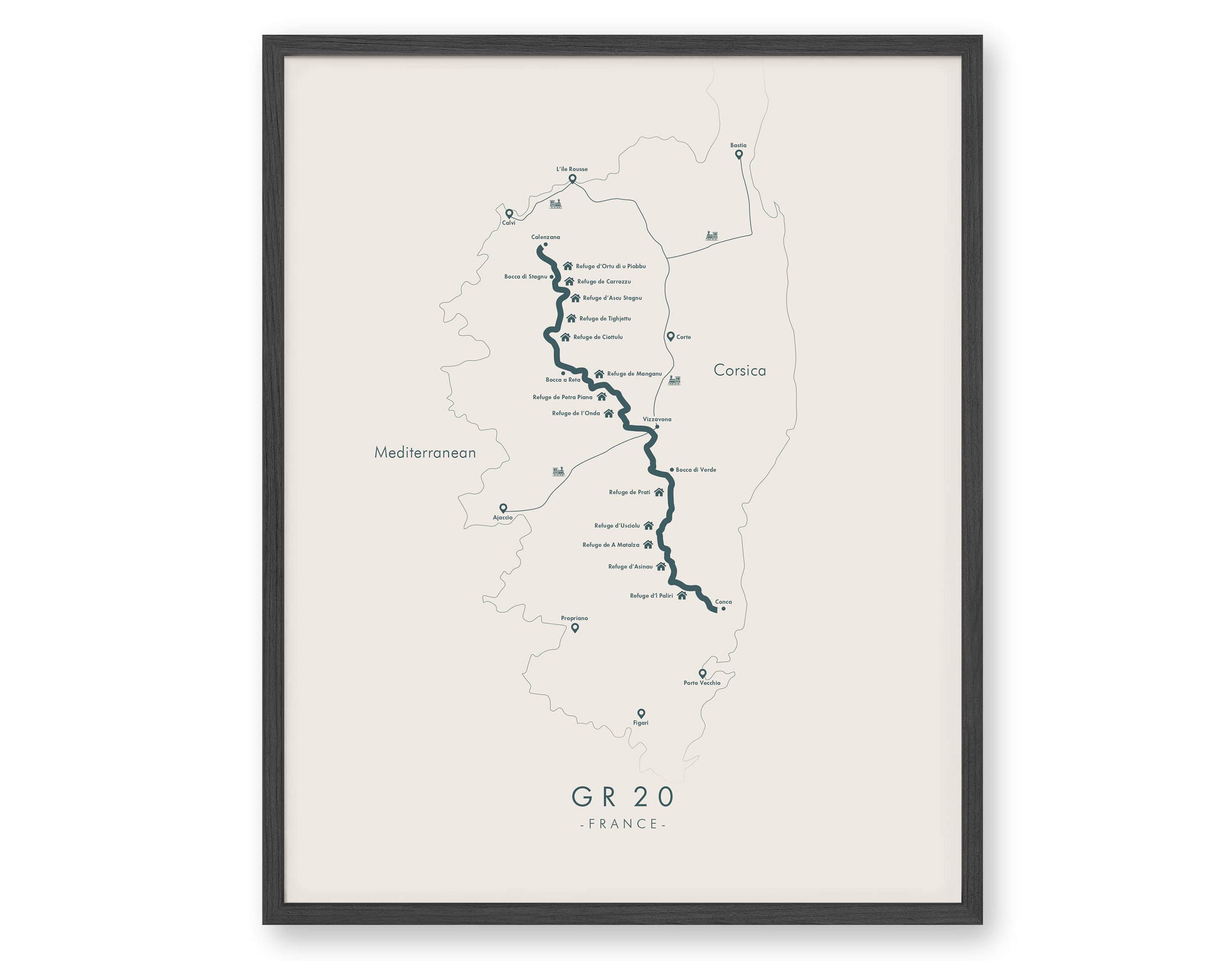 GR20 Track Map GR20 Trail Poster Corsica Hiking Relive - Etsy