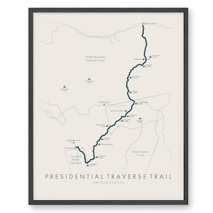 Presidential Traverse Trail Map | Presidential Traverse Trail Poster ...