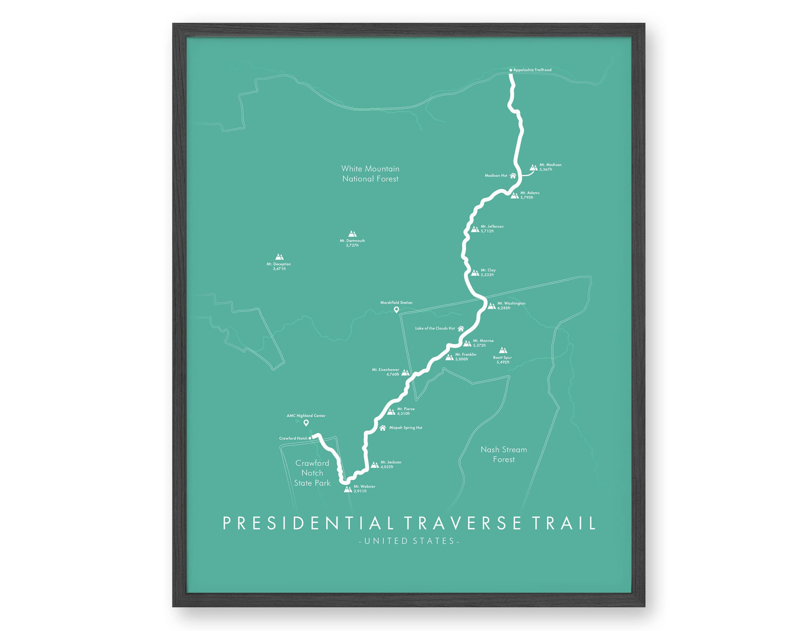 Presidential Traverse Trail Map Presidential Traverse Trail | Etsy