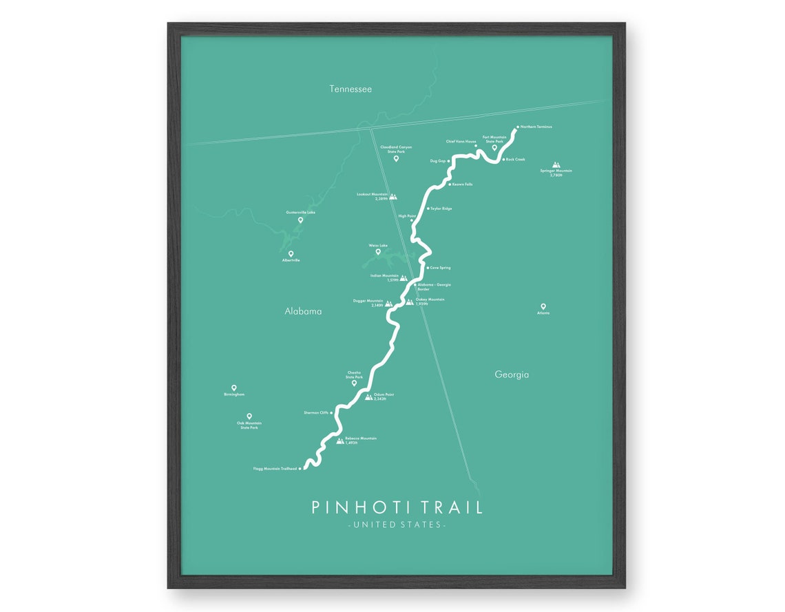 Pinhoti Trail Map Pinhoti Trail Poster National Recreation | Etsy