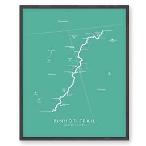 Pinhoti Trail Map | Pinhoti Trail Poster | National Recreation Trail ...