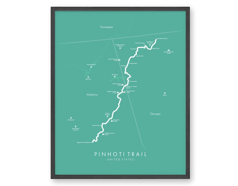 Pinhoti Trail Map Pinhoti Trail Poster National Recreation | Etsy