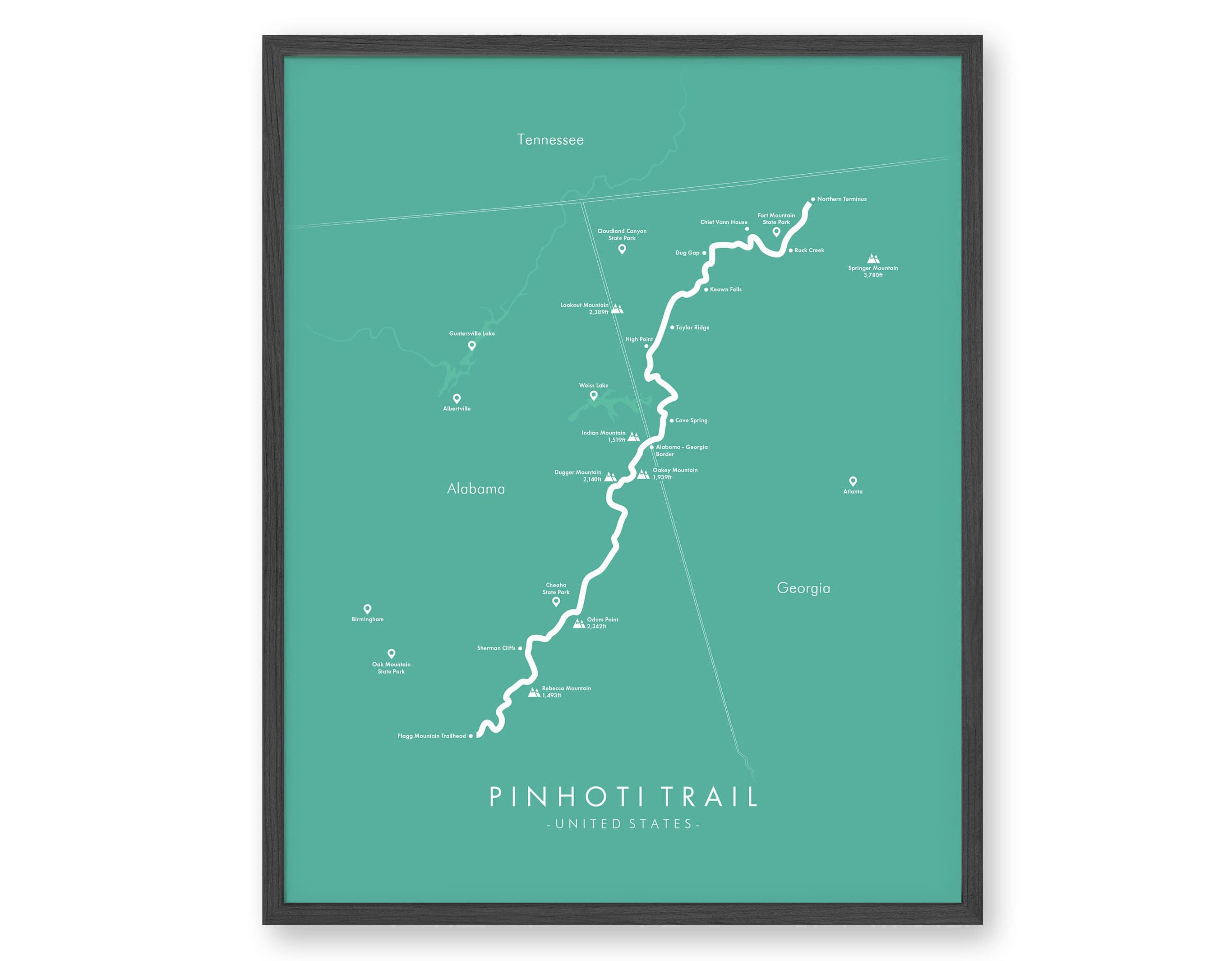 Pinhoti Trail Map Pinhoti Trail Poster National Recreation | Etsy