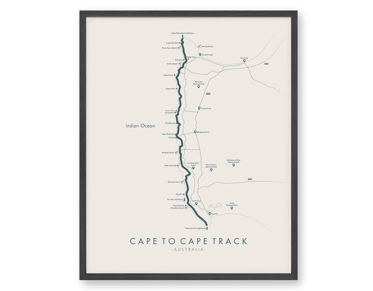 Cape to Cape Walk Track Map Cape to Cape Hiking Poster | Etsy