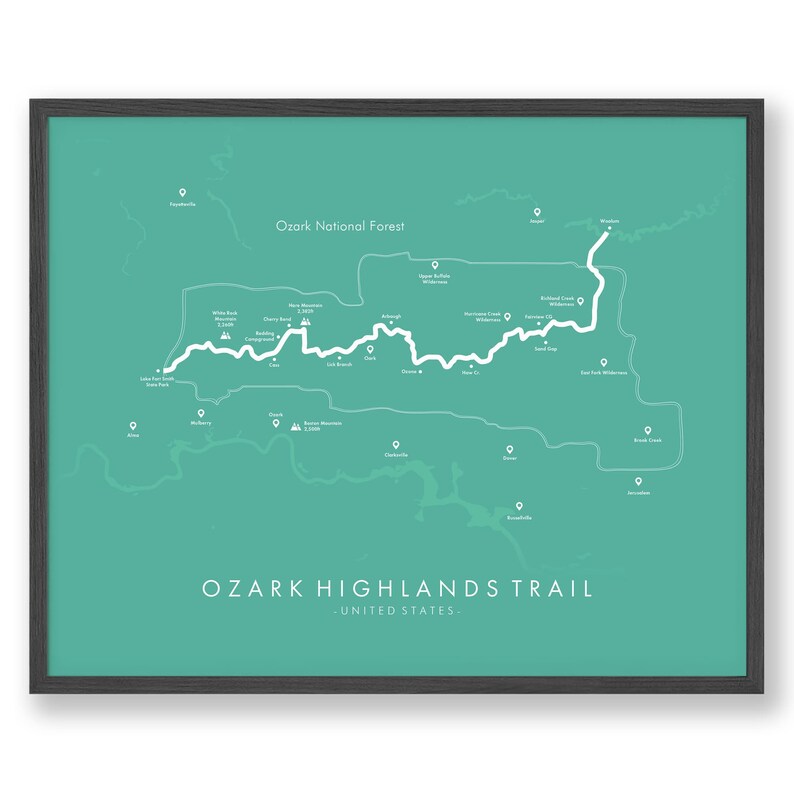 Ozark Highlands Trail Map OHT Hiking Trail Map OHT Poster | Etsy