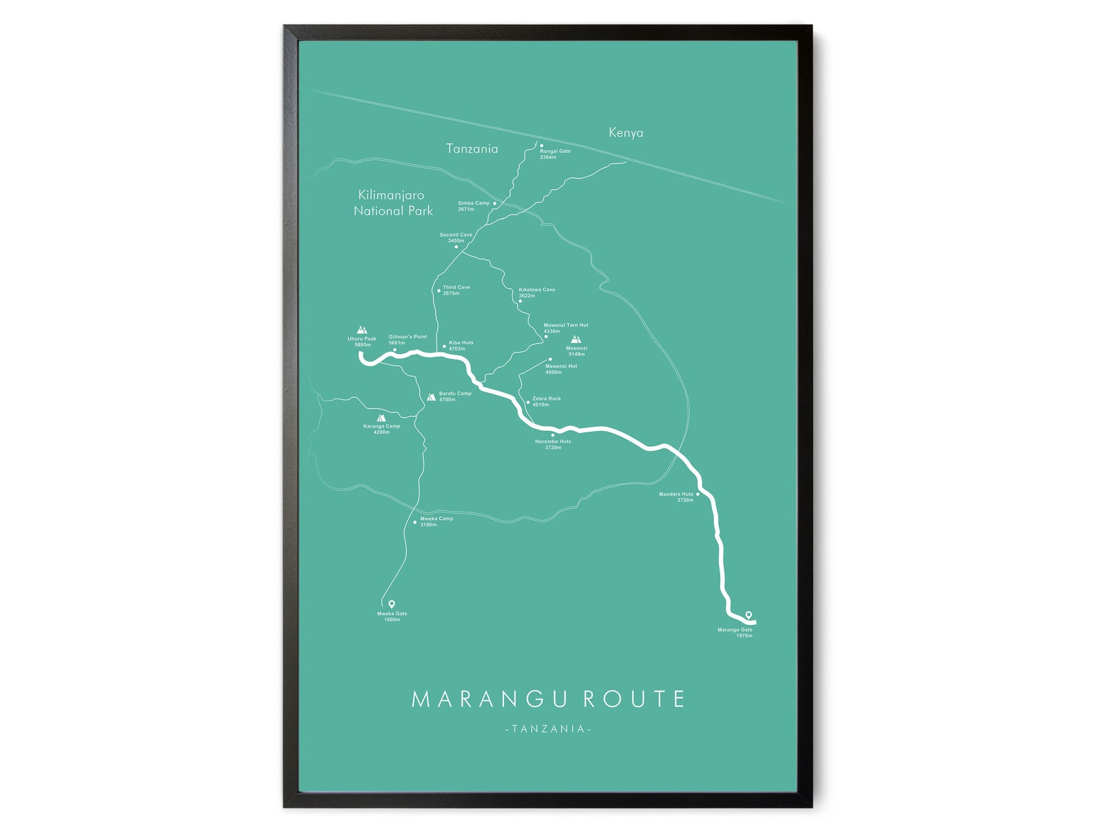 Marangu Route Map Kilimanjaro Hiking Poster Coca-Cola | Etsy