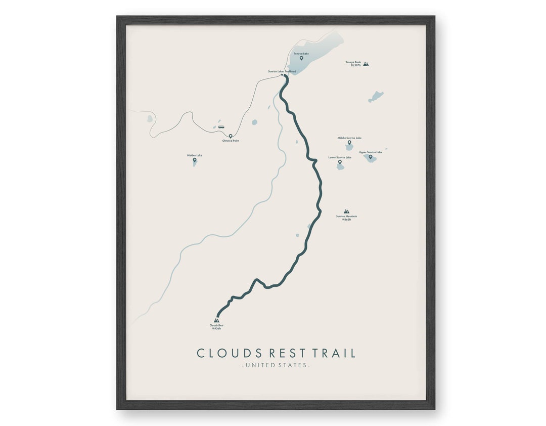 Clouds Rest Trail Map | Clouds Rest Trail Poster | USA Hiking | Explore ...