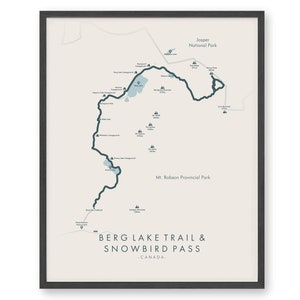 Berg Lake Trail Map | Berg Lake Trail Poster | Canada Hiking Poster ...