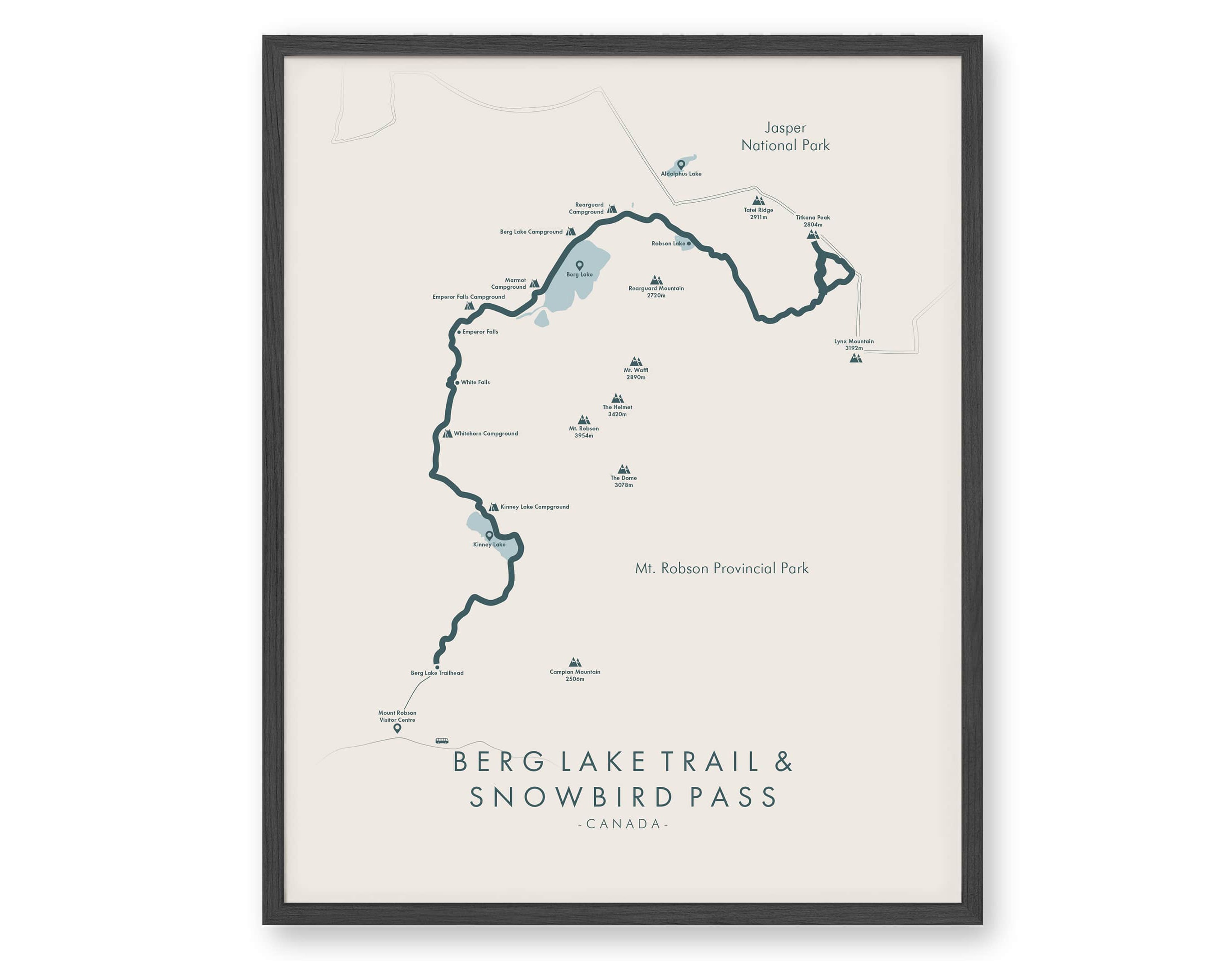 Berg Lake Trail Map Berg Lake Trail Poster Canada Hiking - Etsy