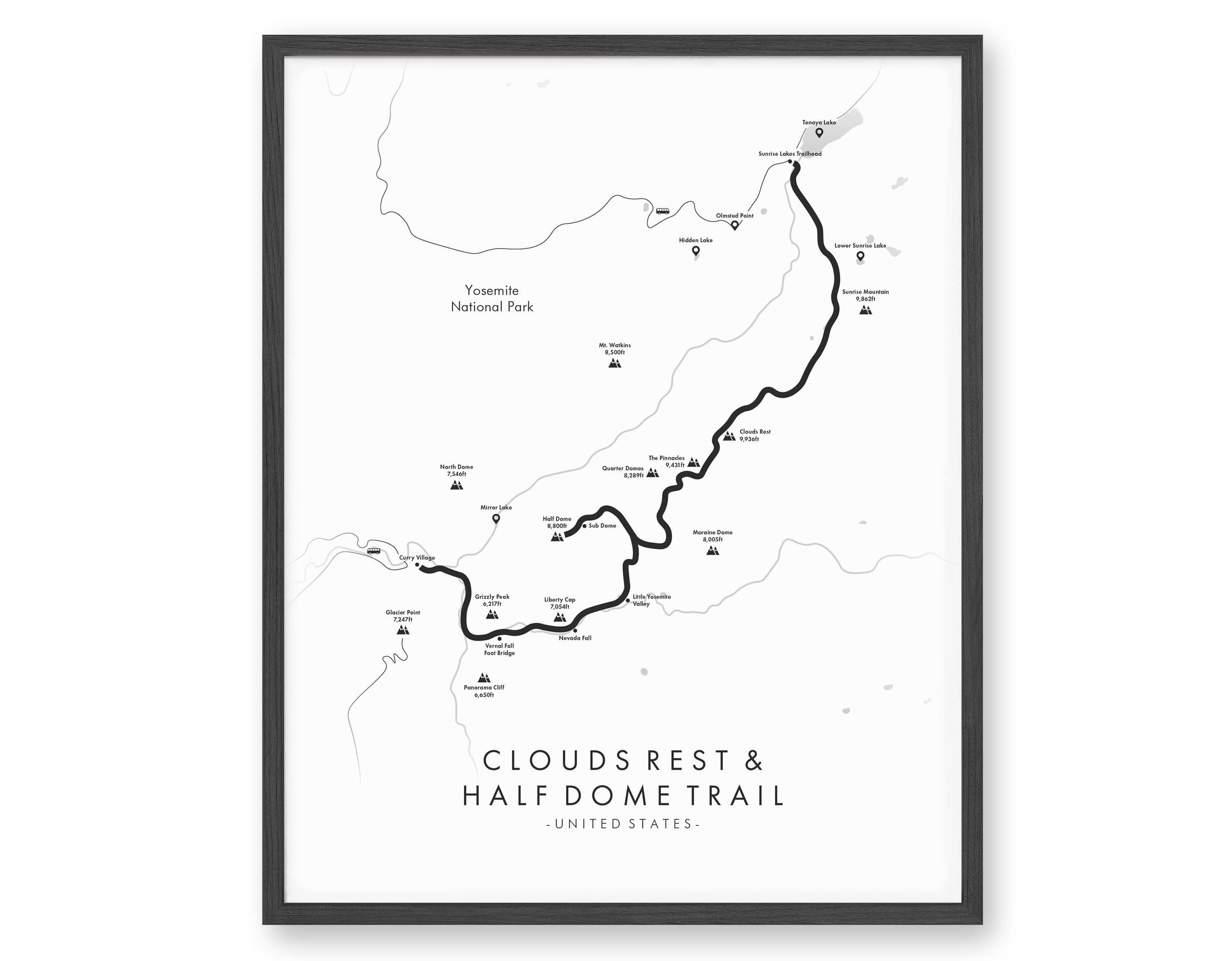 Yosemite Half Dome Hike Map