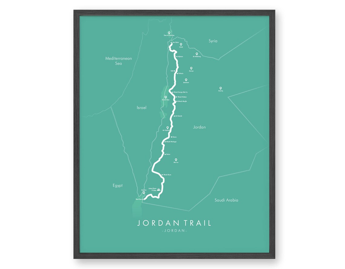 Jordan Trail Map Jordan Trail Hiking Poster Hiking Middle | Etsy