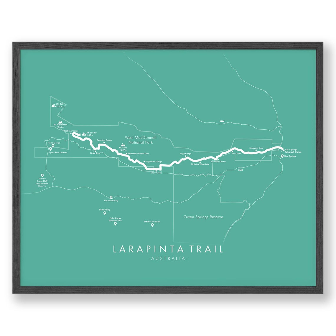 Larapinta Trail Map Larapinta Trail Poster Australia | Etsy Australia