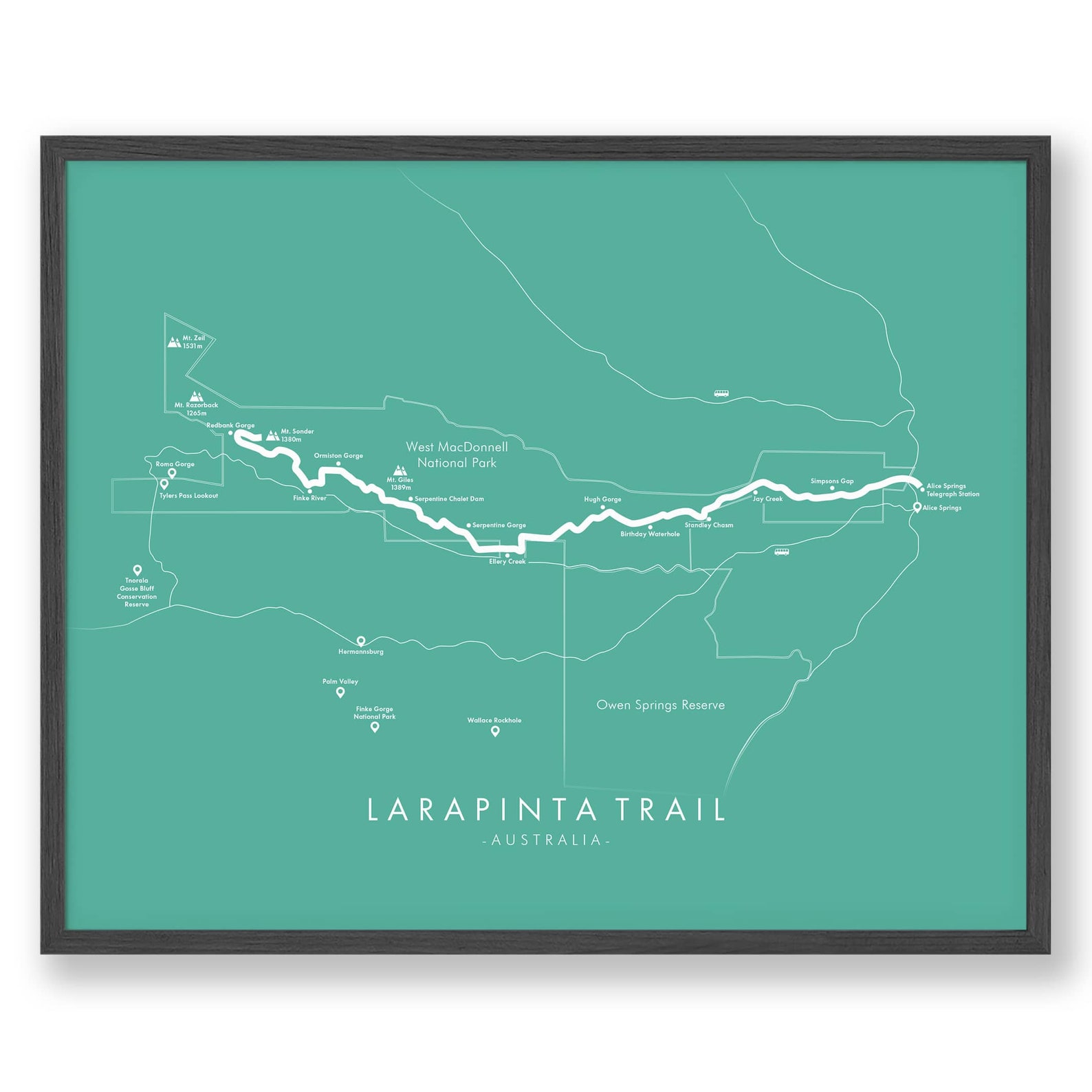 Larapinta Trail Map | Larapinta Trail Poster | Australia Hiking Poster ...