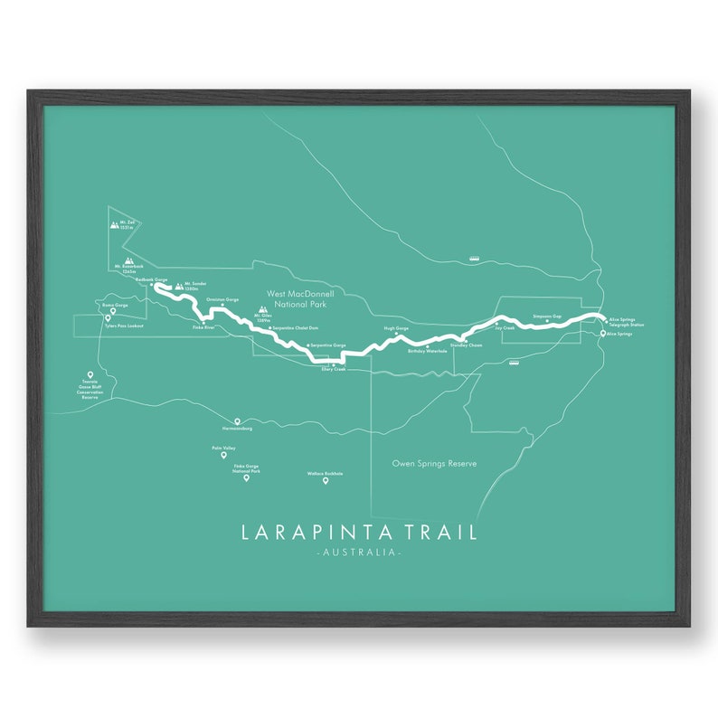 Larapinta Trail Map | Larapinta Trail Poster | Australia Hiking Poster ...