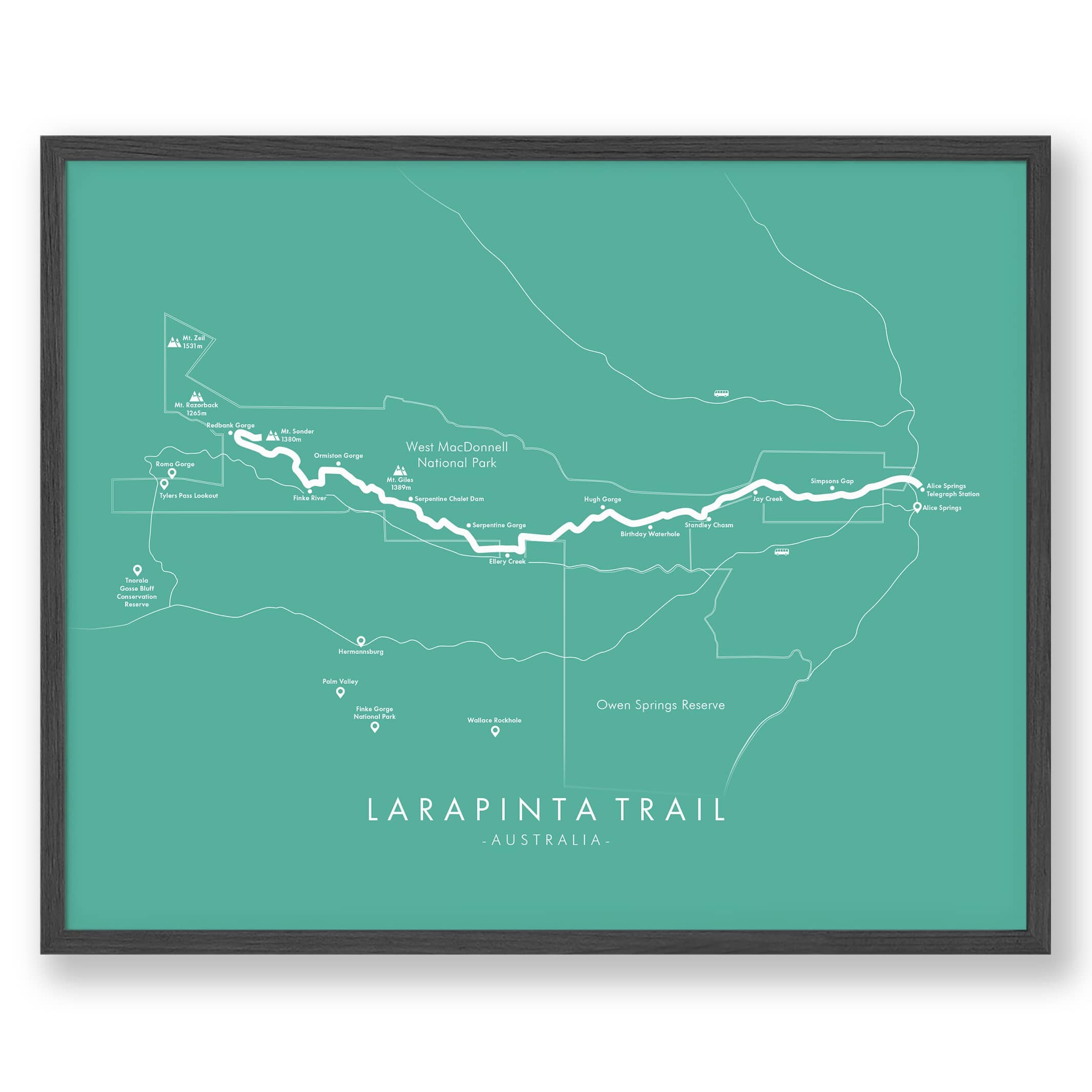 Larapinta Trail Map | Larapinta Trail Poster | Australia Hiking Poster ...