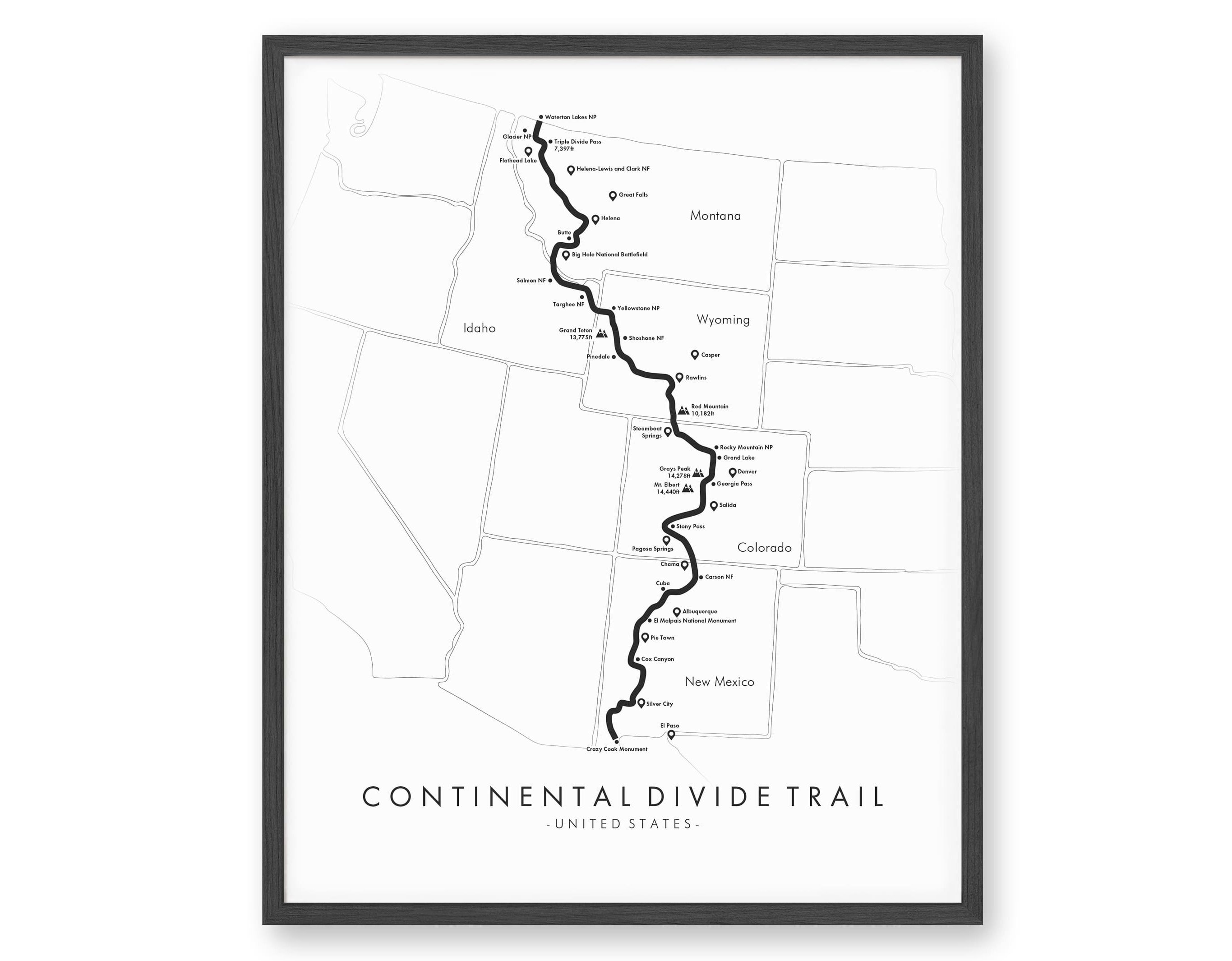 Continental Divide Trail Map - Hiking Trail Poster - Amazing Gift for ...