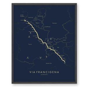 Via Francigena Map | via Francigena Poster | Europe Hiking Poster ...
