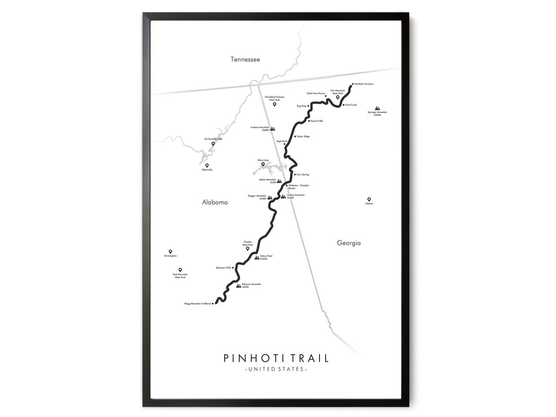 Pinhoti Trail Map Pinhoti Trail Poster National Recreation | Etsy