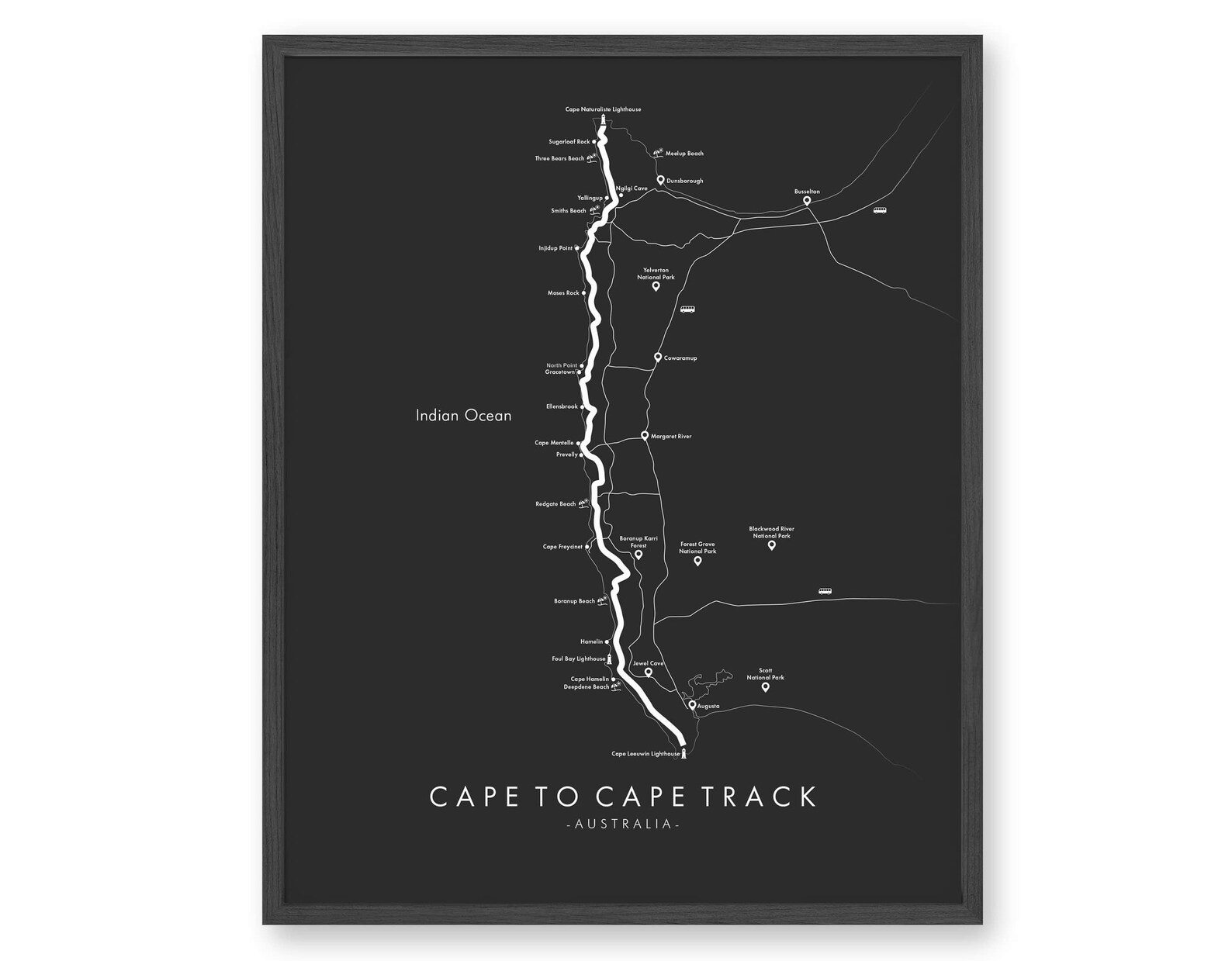 Cape to Cape Walk Track Map Cape to Cape Hiking Poster | Etsy