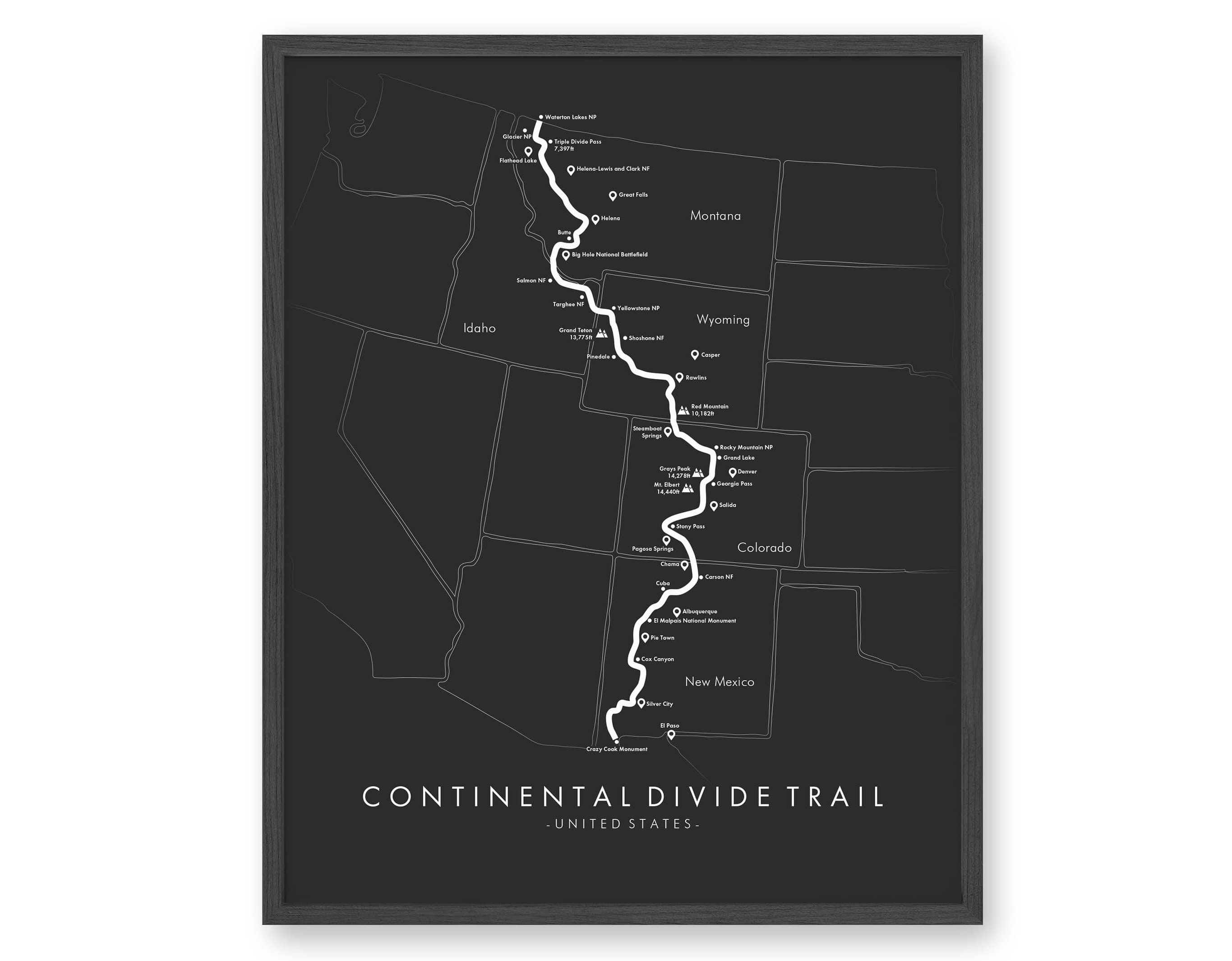 Continental Divide Trail Map Hiking Trail Poster Amazing - Etsy