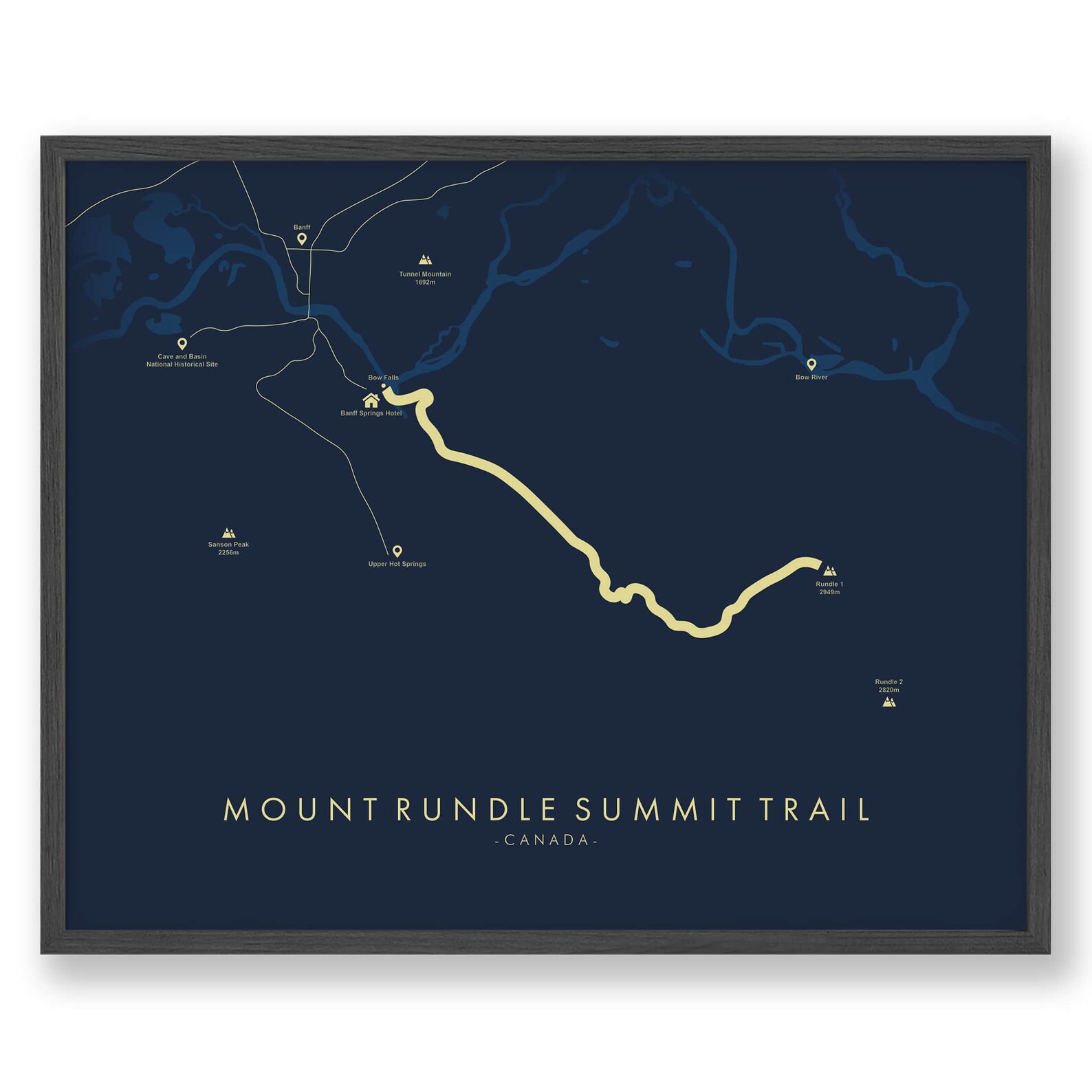 Mount Rundle Summit Trail Map Mount Rundle Summit Trail | Etsy