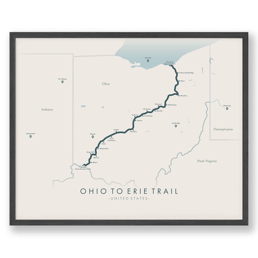 Ohio to Erie Trail Poster | Ohio to Erie Trail Map | Biking Wall Art ...