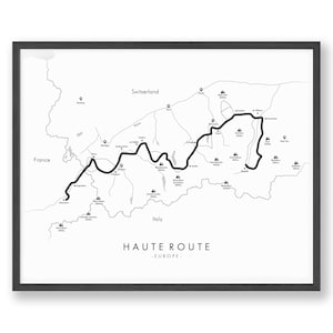 Haute Route Trail Map | High Route Hiking Poster | Mountaineers' Route ...