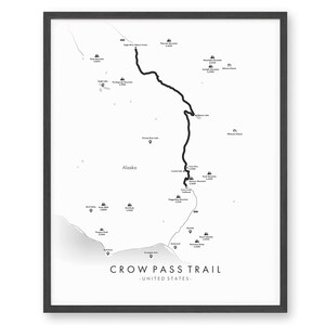 Crow Pass Trail Map | Crow Pass Trail Poster | Alaska Hiking | Trail ...
