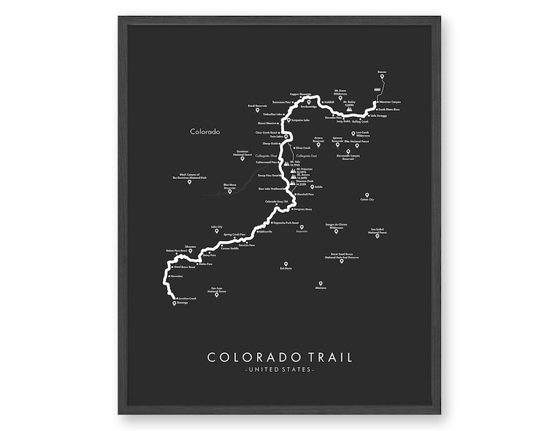Colorado Trail Poster - West Collegiate | the Colorado Trail Map - West ...