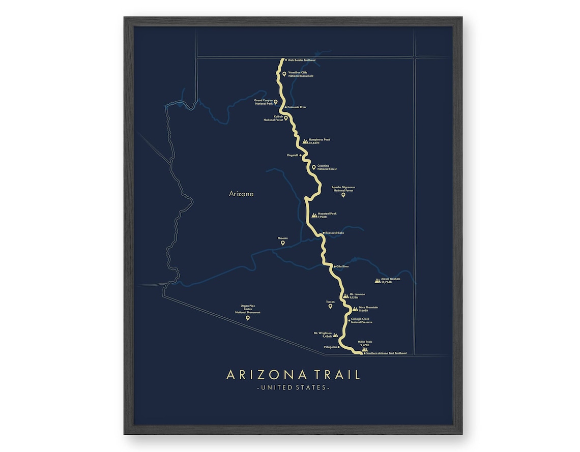 Arizona Trail Map Arizona Trail Poster Hiking USA Poster | Etsy