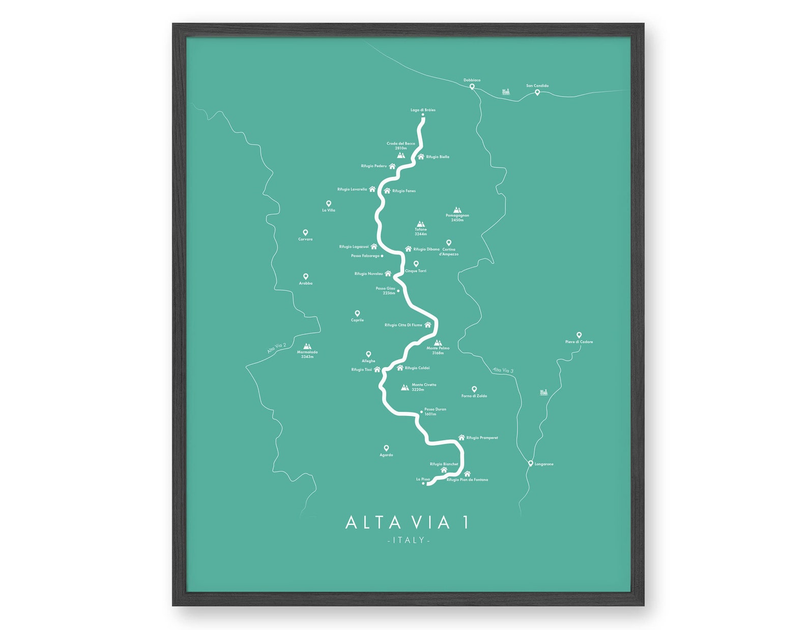 Alta via 1 Trail Map Alta via 1 Trail Map Dolomite High - Etsy