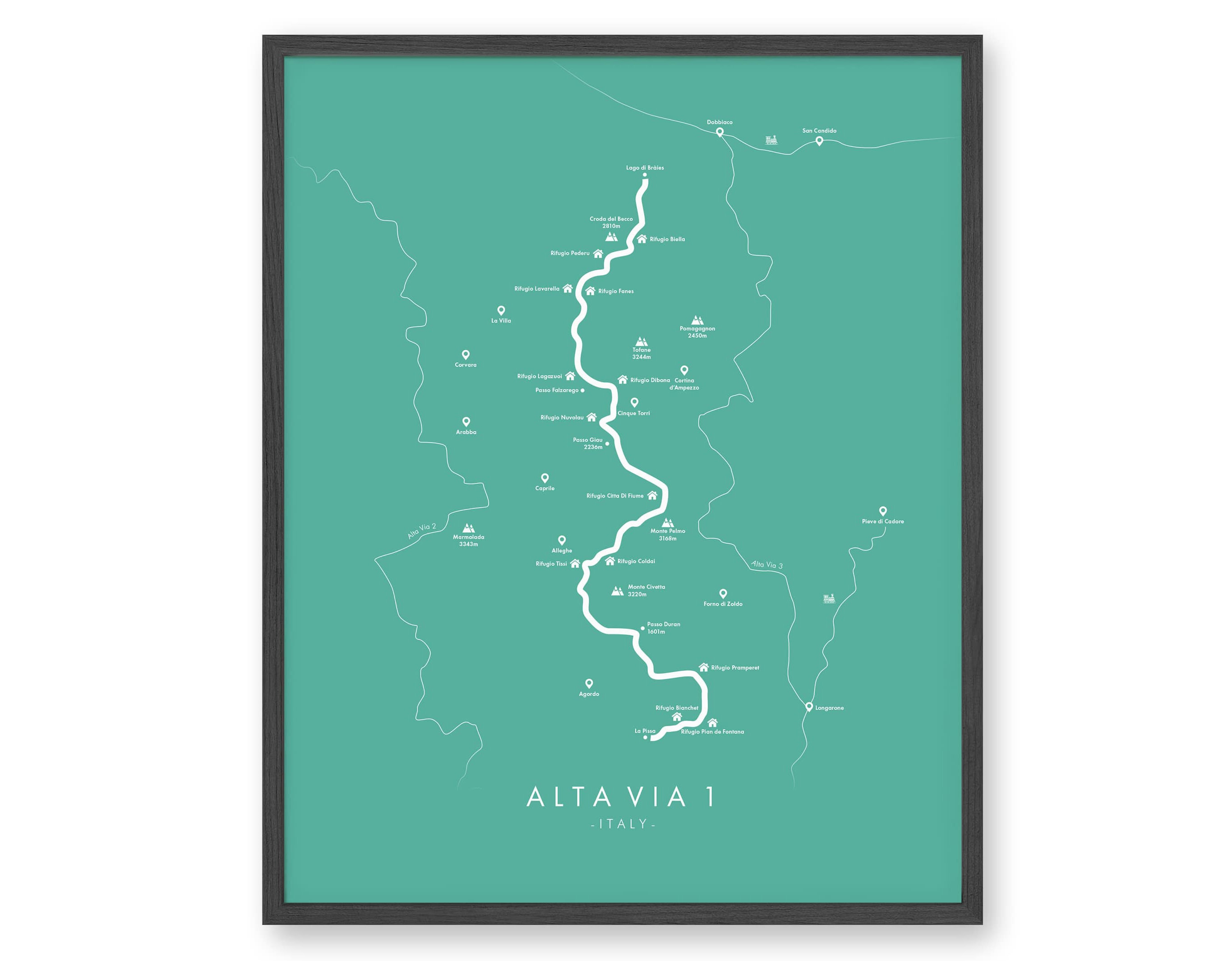 Alta via 1 Trail Map Alta via 1 Trail Map Dolomite High - Etsy