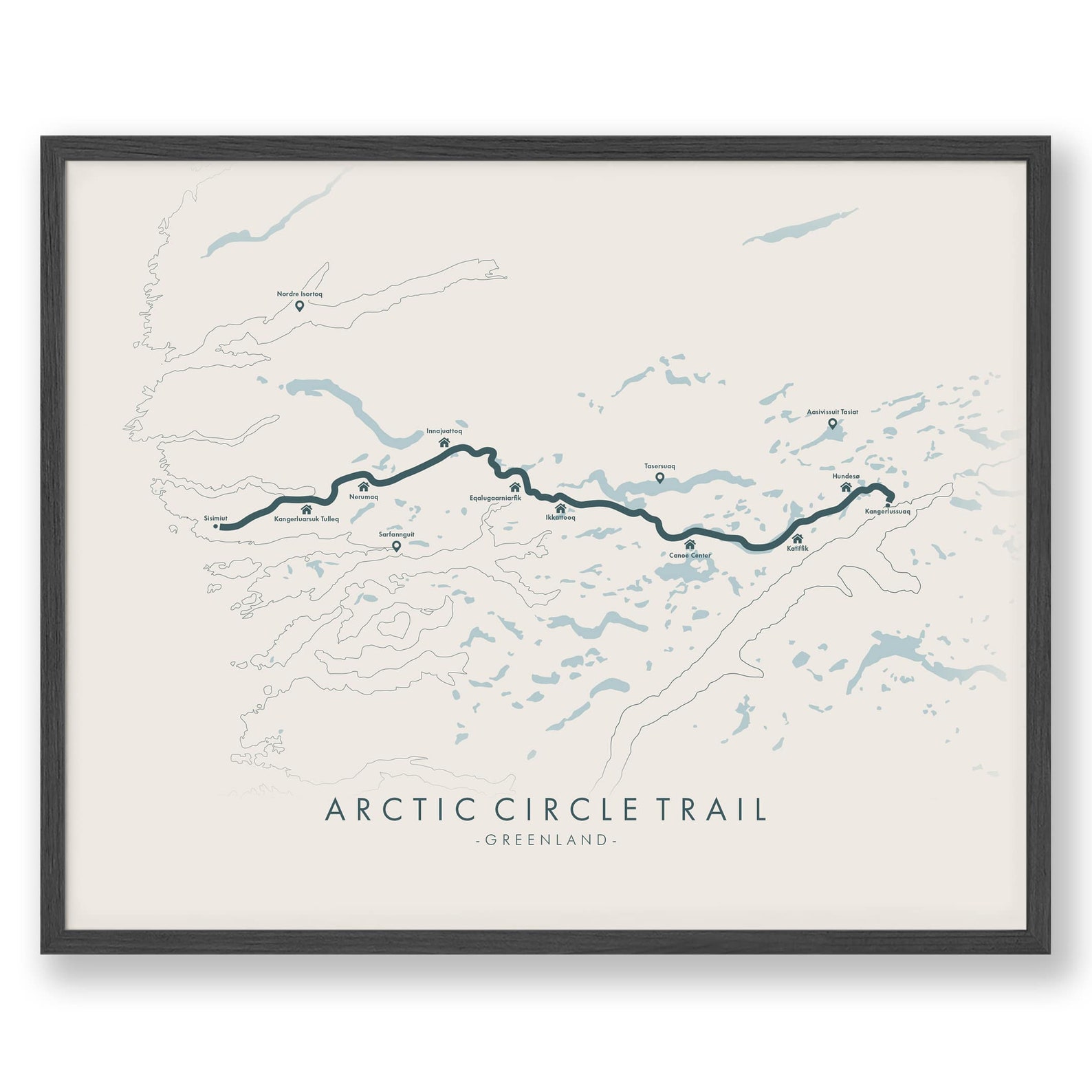 Arctic Circle Trail Map | Arctic Circle Trail Poster | Greenland Hiking ...