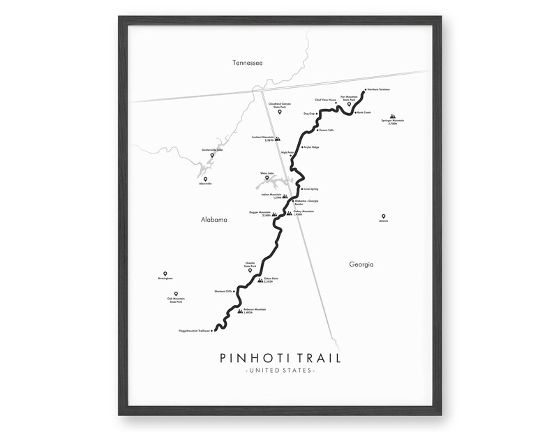 Pinhoti Trail Map Pinhoti Trail Poster National Recreation | Etsy