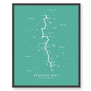 Pennine Way Poster | Pennine Way Track Map | UK Hiking Wall Art ...