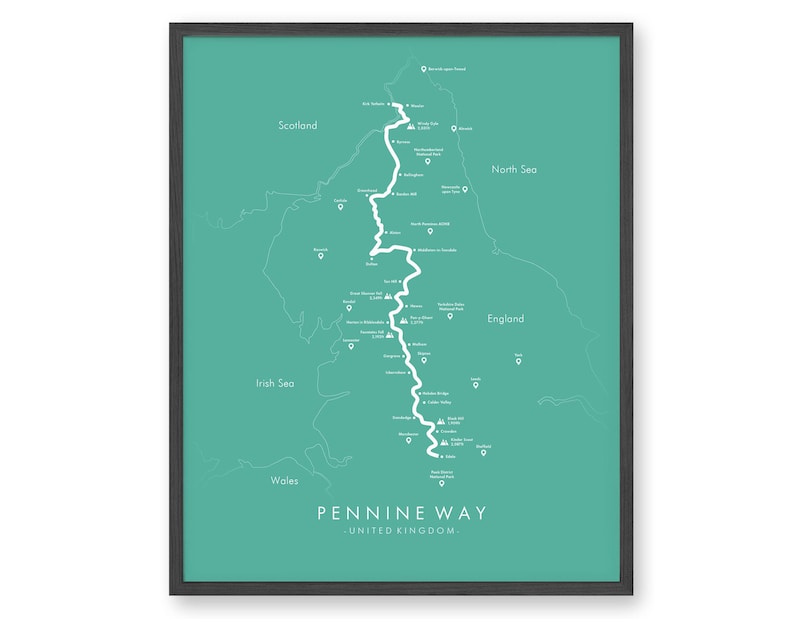 Pennine Way Poster Pennine Way Track Map UK Hiking Wall | Etsy UK