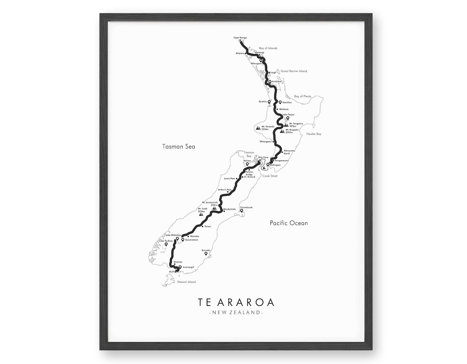 Te Araroa Poster | Te Araroa Track Map | New Zealand Trekking | Relive ...