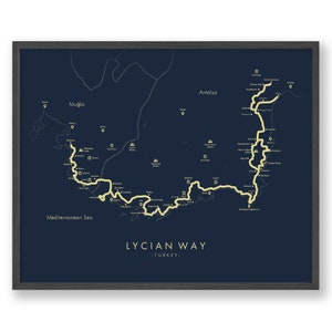 Lycian Way Map | Lycian Way Trail Poster | Hiking Turkey Poster ...