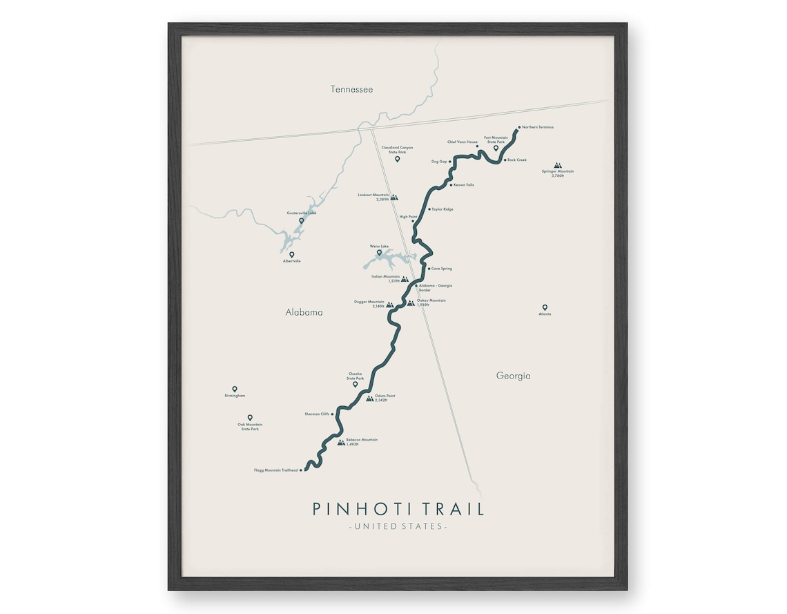Pinhoti Trail Map Pinhoti Trail Poster National Recreation | Etsy