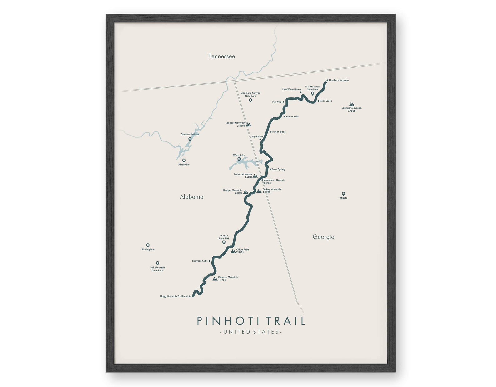 Pinhoti Trail Map Pinhoti Trail Poster National Recreation | Etsy