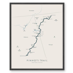 Pinhoti Trail Map | Pinhoti Trail Poster | National Recreation Trail ...