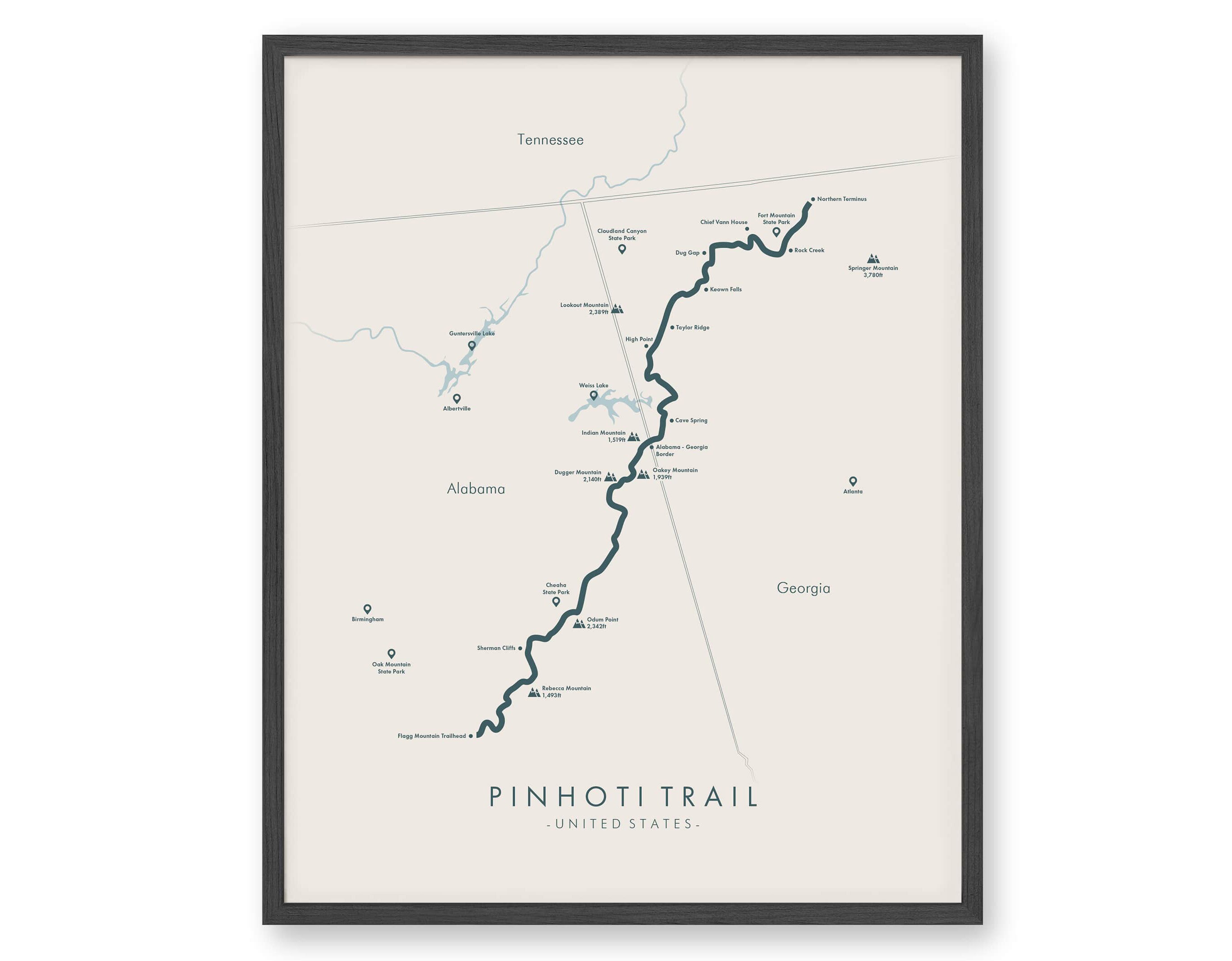 Pinhoti Trail Map Pinhoti Trail Poster National Recreation | Etsy