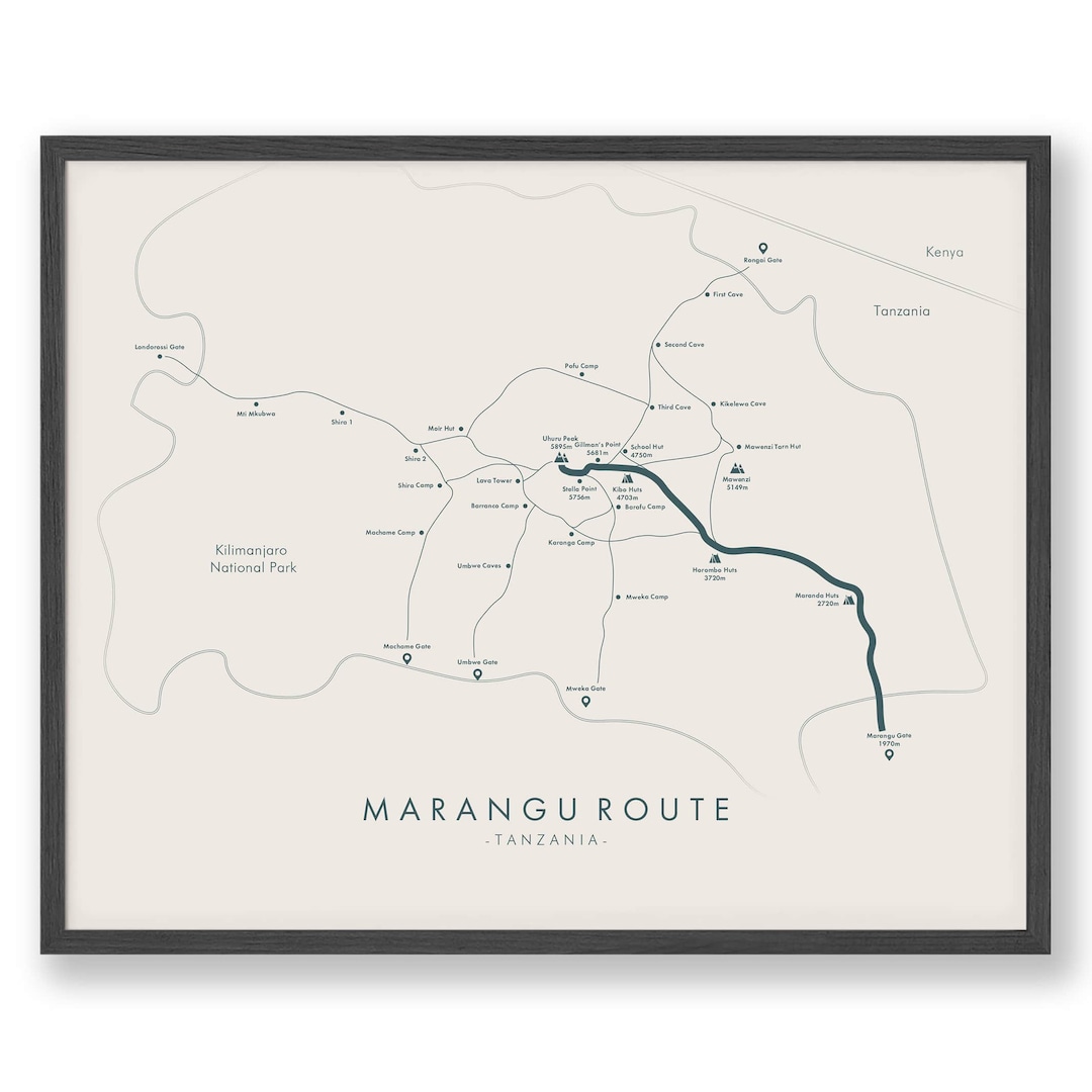 Marangu Route Map | Kilimanjaro Hiking Poster | Coca-cola Route Map ...
