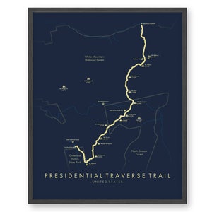 Presidential Traverse Trail Map | Presidential Traverse Trail Poster ...
