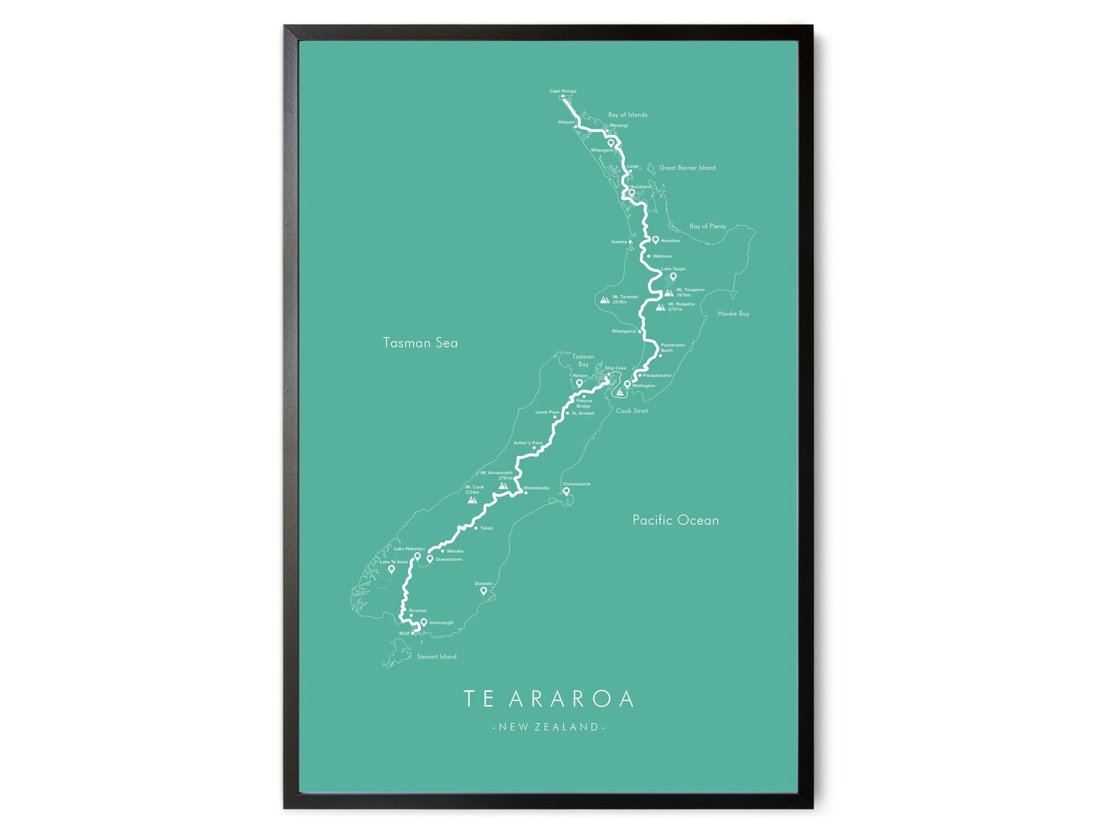 Te Araroa Poster Te Araroa Track Map New Zealand Trekking | Etsy
