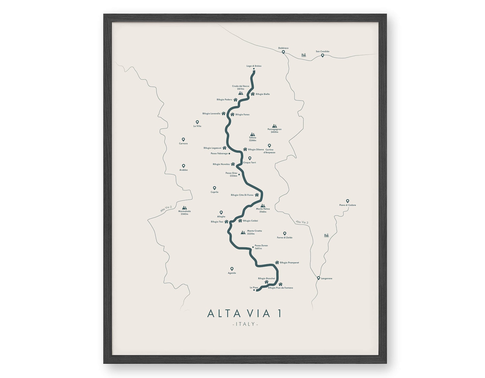 Alta via 1 Trail Map | Alta via 1 Trail Map | Dolomite High Route 1 ...