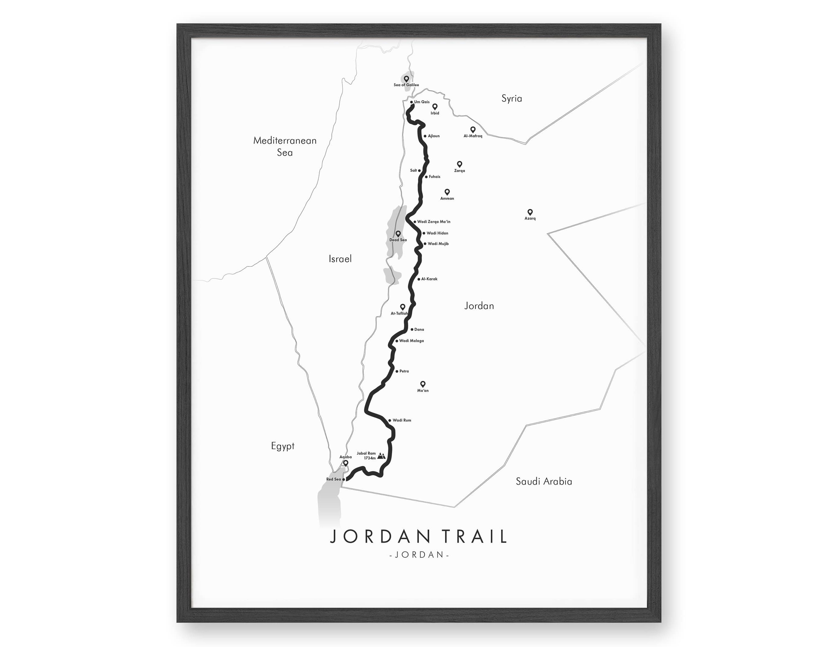 Jordan Trail Map Jordan Trail Hiking Poster Hiking Middle | Etsy