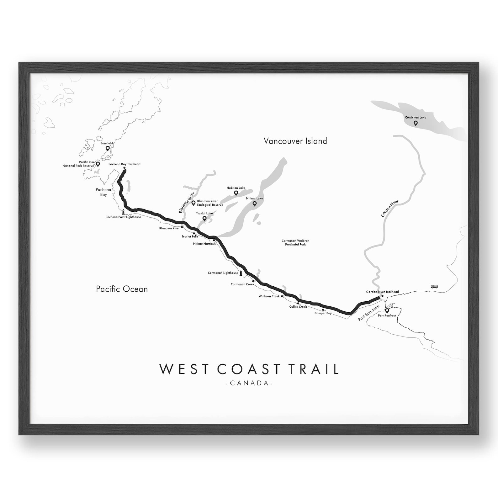 West Coast Trail Map West Coast Trail Poster Hiking Canada | Etsy